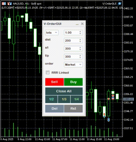 【MT5専用コンパクト多機能決済ツール】V-Order | MT5ツール倉庫