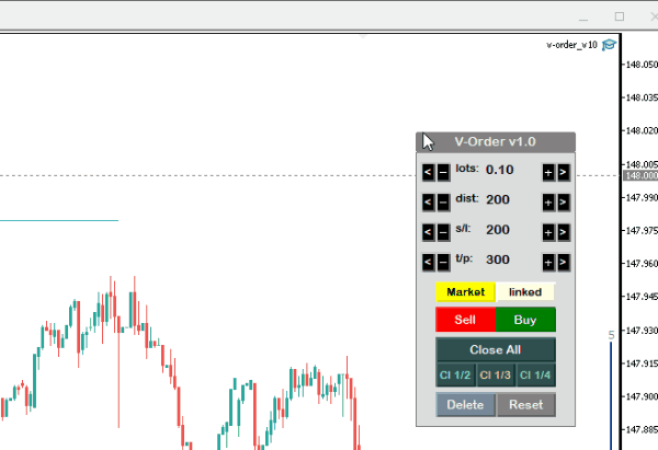 【MT5専用コンパクト多機能決済ツール】V-Order | MT5ツール倉庫